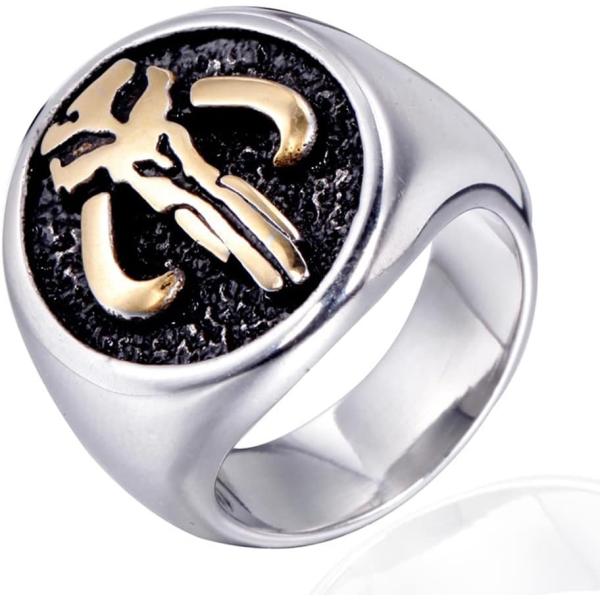 商品名ZMY Home ステンレススチールリング Mando's Mythosaurシグネットリング メンズ レディース, 非貴金属, 宝石なしZMY Home Stainless Steel Rings Mando's Mythosaur...
