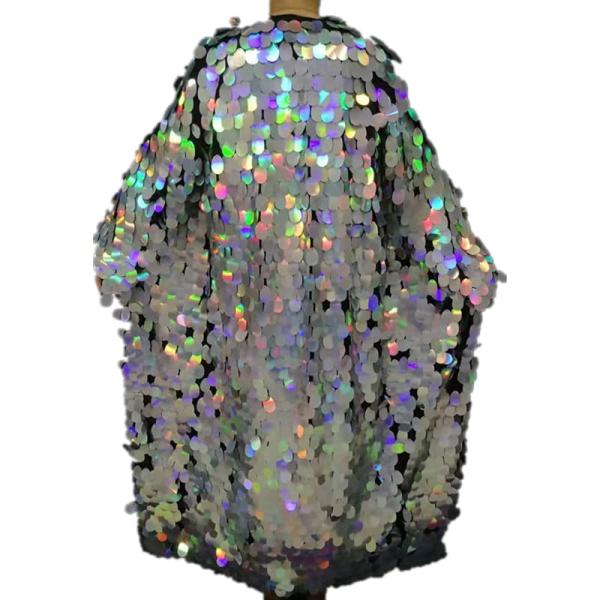 商品名:  Female Long Coats Sequins Gold Red Green Pink Silver Jackets For Prom Party Singer Performance One Size(Silver)ブラン...