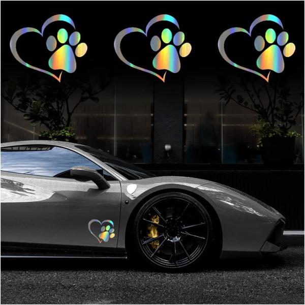 商品名BELOMI 犬の足跡 ラブ ハート ビニール カーデカール 3パック ペット 子犬 足跡 デカール 自動ウィンドウ バンパー ノートパソコン 壁 その他用 ラブデコレーションステッカー カーアクセサリー SUV トラック用 (マルチ...