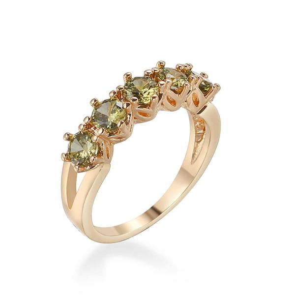 商品名:  DOCCESTU 14k Gold Plated Olivine Ring Cubic Zirconia Women's Ring Natural Gem Multi Stone Band Cocktail Ring Women...