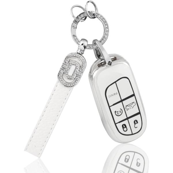 商品名CARFIB for Jeep Key Fob Cover Cute Girly Key Chain 5 Button Key Holder Compatible with Jeep Cherokee Durango Renegade...