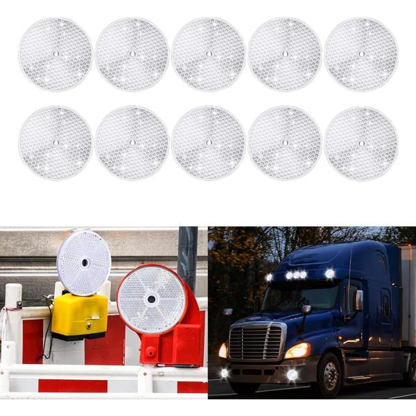 商品名Sodcay ラウンドリフレクター 10個 3.9インチフロントリフレクター 高速ガードレール 発光ピース 私道フェンスゲートポストトレーラー用 (ホワイト)Sodcay 10 PCS Round Reflector, 3.9In F...