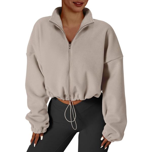 商品名:  ANRABESS Jackets for Women Full Zip Up Hoodies Bomber Jacket Oversized Fleece Cropped Sherpa Coat Long Sleeve High...