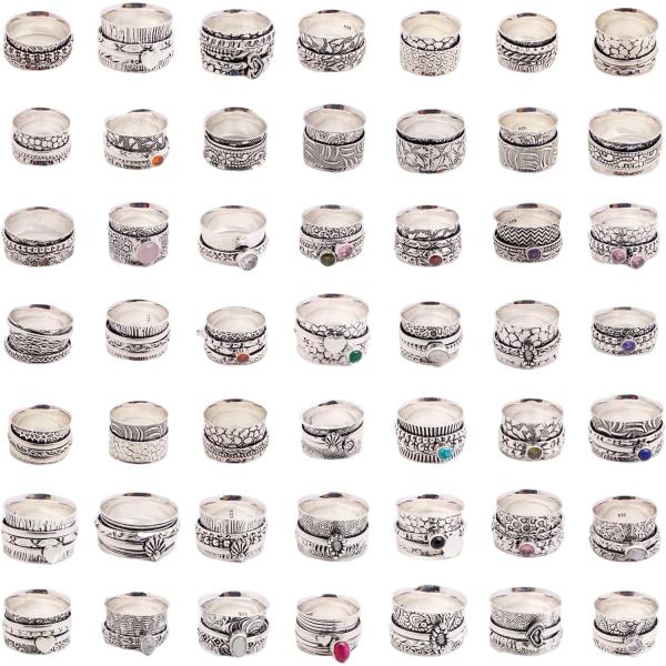 商品名Silver Stress Relief Fidget Spinner Ring For Women - 20 Pcs - Silver Plated Spinner Rings For Anxiety Women And Girls...