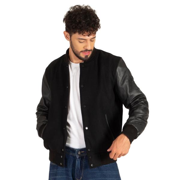 商品名:  CASA OF K Varsity Letterman Jacket Wool &amp; Genuine Leather Sleeves, Genuine Leather Varsity Jacket (16 Colours)...