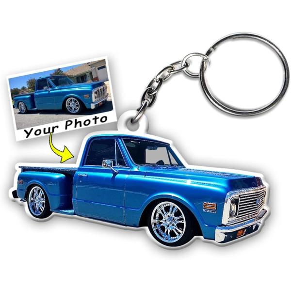 商品名Kool-Kool Personalized Photo Keychain For Pickup Truck Square Body Lovers, Unique Gifts For Car Guys, Mud Truck, Mons...