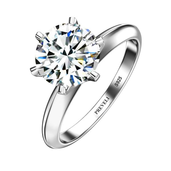 商品名: PREVELI 2ct-3ct 18K ホワイトゴールドメッキ キュービックジルコニア CZ 婚約指輪 女性用 925スターリングシルバー 結婚指輪, ジェムストーン, 3カラット。 PREVELI 3 Carat CZ Ring...