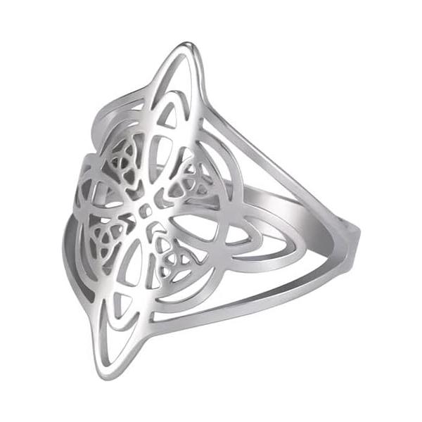 商品名Dreamtimes Witch Knot Ring for Women Stainless Steel Bar Rings Celtic Quaternary Witchcraft Witch Knot Ring Witchcraf...