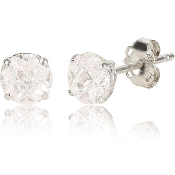 商品名MAX + STONE 14K ゴールド ラウンド キュービックジルコニア イヤリング スタッド | ゴールド スタッド イヤリング レディース スタッド イヤリング 安全なプッシュバック | 5mm - 7mm | 合計3~5.5カ...