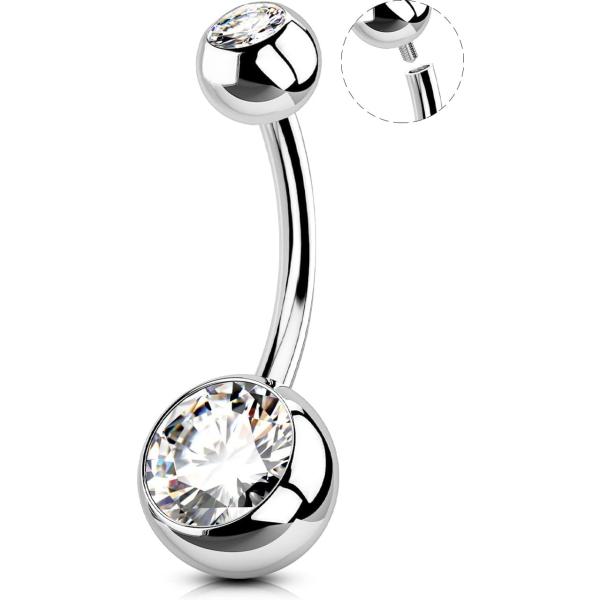 商品名OUFER ベリーボタンリング サージカルスティー 内部ねじ式ベリーリング 14G ベリーピアスジュエリー へそピアス ジュエリー レディース メンズ, 14G 12MM, 金属, キュービックジルコニアOUFER Belly But...
