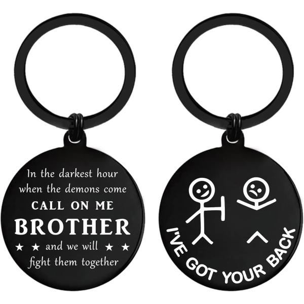 商品名ENGZHI Best Friend Brother キーチェーン メンズ - When The Demons Come, Call On Me Brother - バディフレンドシップギフト ブロマンス誕生日/父の日/メタル刻印, ...