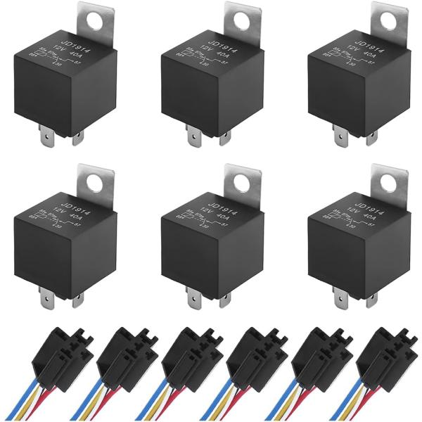 商品名AICEL 6 Pcs 5-Pin 12V Relay Kit, 40 AMP Waterproof Relay and Harness Set, Automotive Relay with Interlocking Harness ...