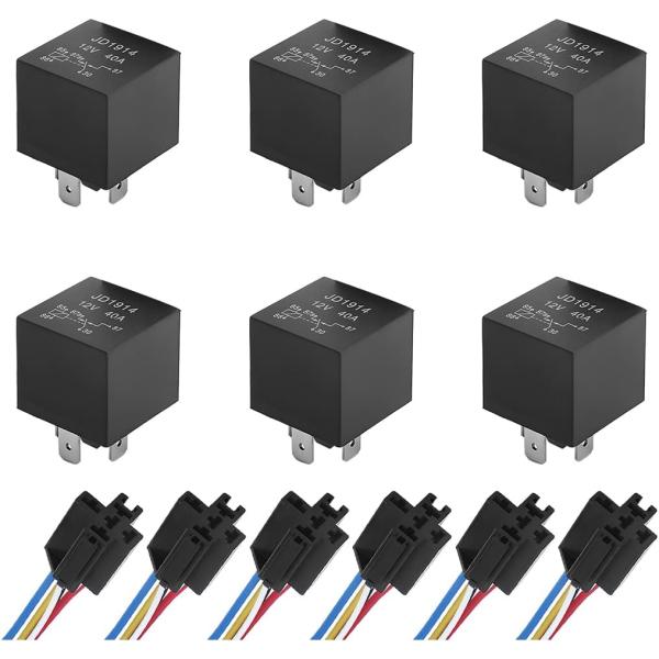 商品名AICEL 6 Pcs 5-Pin 12V Relay Kit, 40 AMP Waterproof Relay and Harness Set, Automotive Relay with Interlocking Harness ...