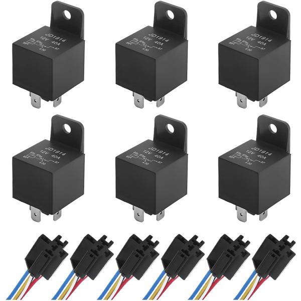 商品名AICEL 6 Pcs 5-Pin 12V Relay Kit, 40 AMP Waterproof Relay and Harness Set, Automotive Relay with Interlocking Harness ...