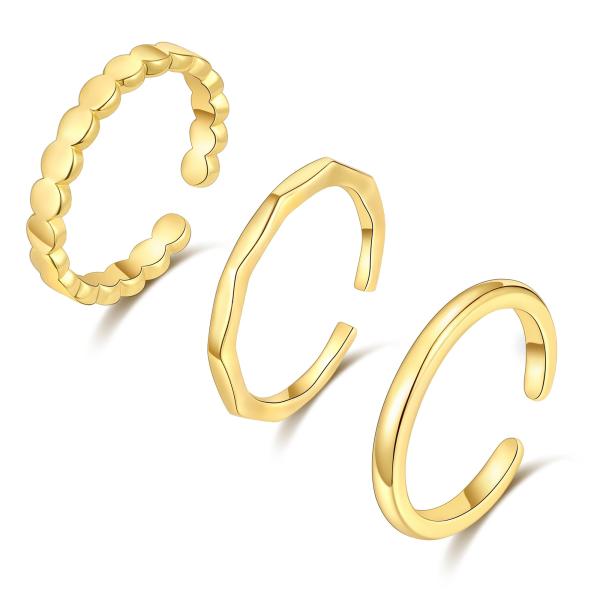 商品名: RLMOON 3個 14Kゴールドトゥリング レディース 調節可能なつま先リングセット オープンテールバンドリング サマービーチフットジュエリー, 銅、ゴールド, 宝石なし RLMOON 3PCS 14K Gold Filled ...