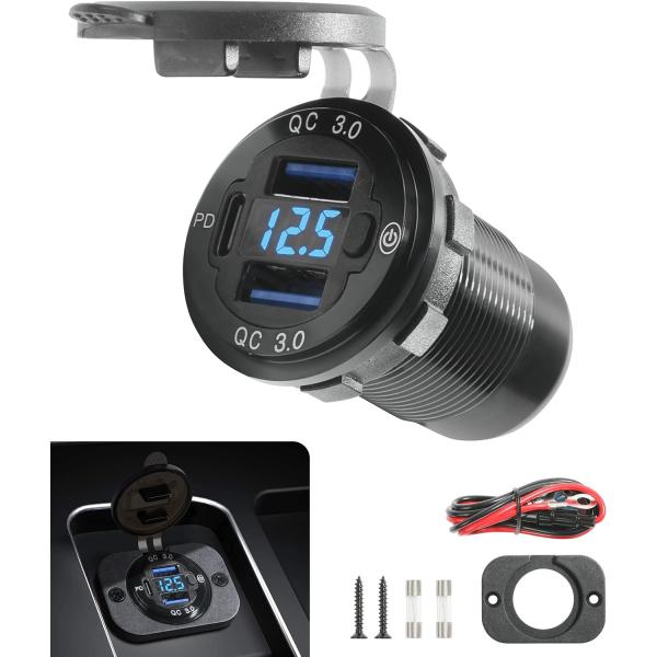 商品名ESEWALAS 12v USB Outlet, Quick Charge 3.0 Dual USB and PD USB C Socket Power Outlet with On Off Switch,12 Volt USB Ch...