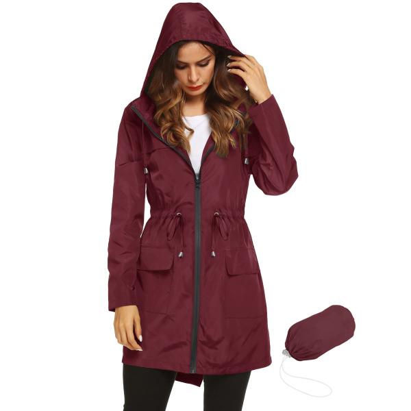 商品名:  LOMON Rain Jackets For Women Waterproof Packable Rain Jacket Women Lightweight Hiking Rain Coats For Women Wine Re...