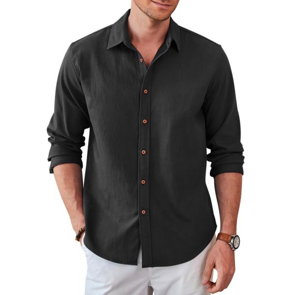 商品名:  COOFANDY Men's Long Sleeve Denim Shirt Casual Button Down Untucked Shirts Lightweight Jacket Blackブランド: COOFANDY商品...