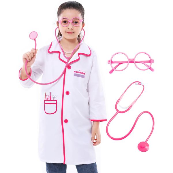 商品名:  Lrrtwer Doctor Costume for Kids Girls Doctor Lab Coat Outfits Costume with Working Stethosco (Pink, 3-4 Y)ブランド: Lr...