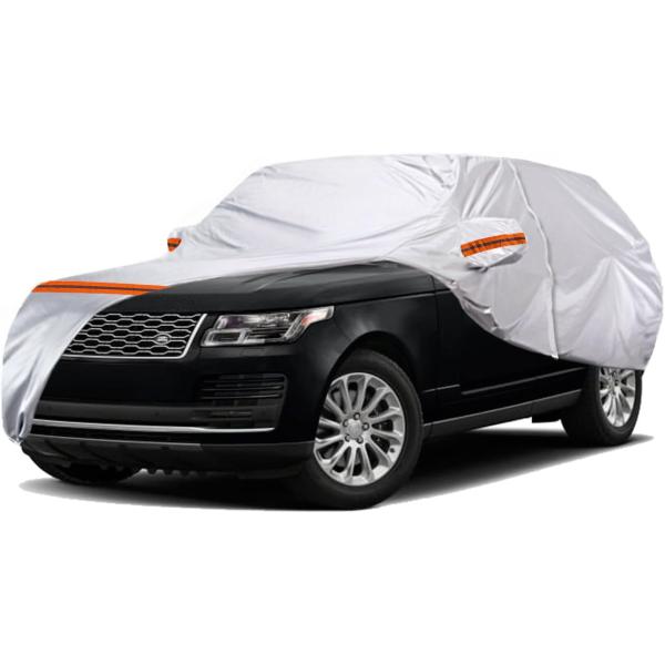 商品名TUCAREST 6層 フルカーカバー SUV用 防水 断熱 紫外線防止 防雪 雹防止 防風 全天候対応 厚手保護 最大199インチTUCAREST 6 Layers Full Car Cover for SUV- Waterproo...