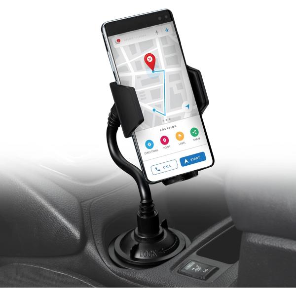 商品名CHARGEWORX (チャージワーク) カップホルダー電話マウント 車用 | 調節可能なスタンド 携帯電話 MP3プレーヤー その他のデバイス用 | 360°回転 クイックロック&amp;リリースノブ カップホルダーにフィット 2....