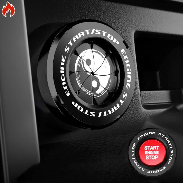 商品名Tai Chi 車用プッシュスタートボタンカバー ブラックTybasthe Rotary Push Start Button Cover, Tai Chi Car Accessories Engine Start Stop Butto...
