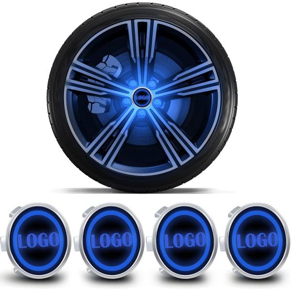 商品名カスタム4個 カーフローティングセンターキャップロゴライト - IP7防水カーホイールセンターキャップライト、LEDカーハブキャップ(ブルーライト)Custom 4PCS Car Floating Center Caps Logo L...