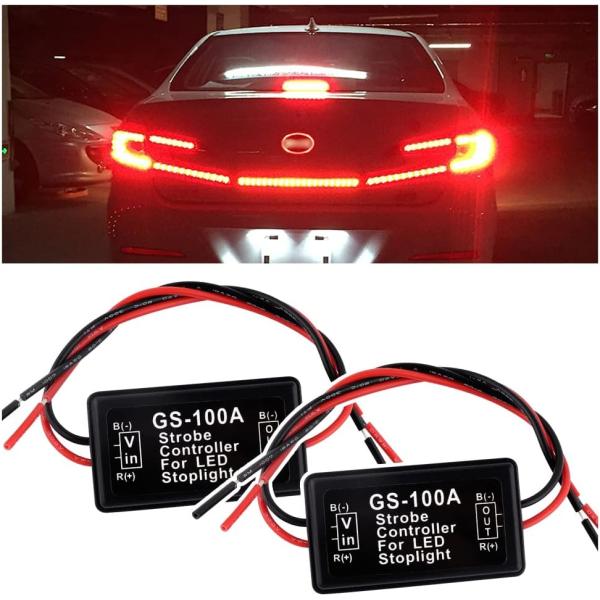 商品名2PCS 6V-30V GS-100A LED Brake Light Flasher with Pre-Wired,Universal Pulsing Strobe Flashing Module Controller for Mo...