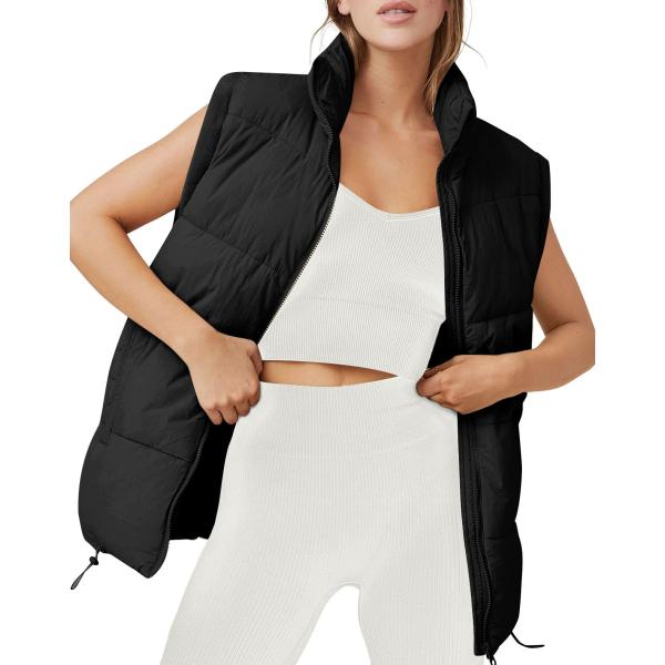 商品名:  AUTOMET Puffer Vest Women Sleeveless Winter Zip Up Outerwear Warm Puffer Lightweight Stand-up Collar Down with Poc...