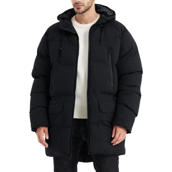 商品名:  Rejork Men's Long Winter Coat Hooded Warm Quilted Jacket Water-resistant Cold Weather Parka Black Mブランド: Rejork商品サ...