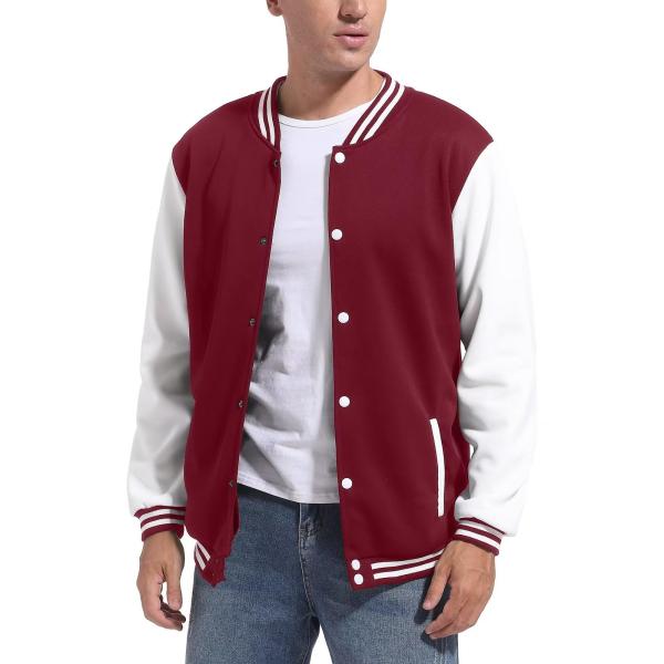 商品名:  DHSPKN Men's Varsity Baseball Jacket Causal Slim Fit Varsity Letterman Jacket Boys Bomber Jackets Red XLブランド: DHSP...