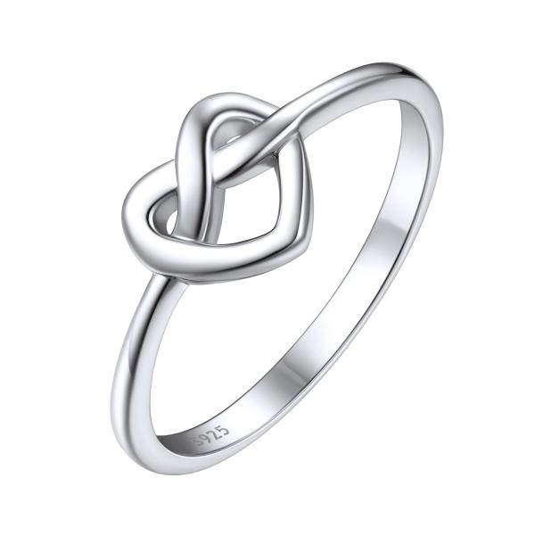 商品名:  ChicSilver Simple Love Knot Ring for Women 925 Sterling Silver Promise Ring Overhand Knot Heart Statement Ring Siz...