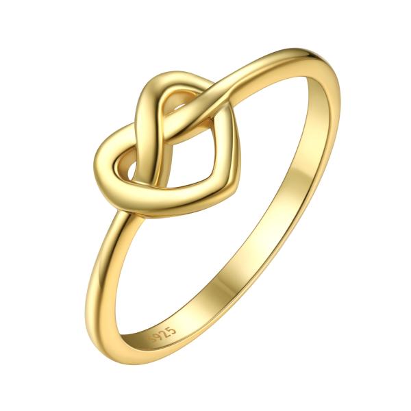 商品名:  ChicSilver 14K Gold Rings for Women Love Knot Heart Promise Ring Gold Plated Sterling Silver Anniversary Rings Ove...