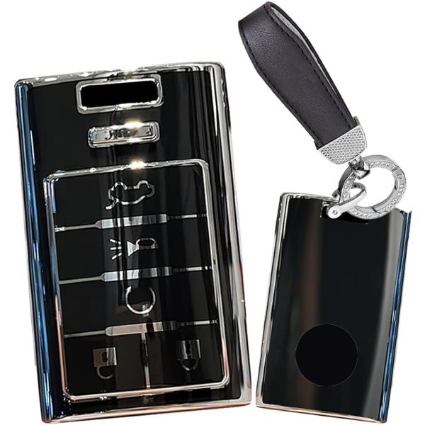 商品名TECART Car Key Case Fit for Cadillac CTS Escalade SRX TPU Key Fob Keychain Key Shell Key Holder Accessories 5 Button ...