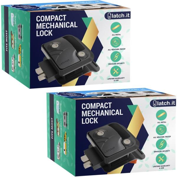 商品名LATCH.IT Rv ドアロック | 同一鍵 ミニ機械式RVドアラッチ | RVドアロック 交換用 | 100%メタルキャンパードアロック | RVトレーラードアラッチ 2.75インチ x 3.75インチのドアロック穴にのみフィット...