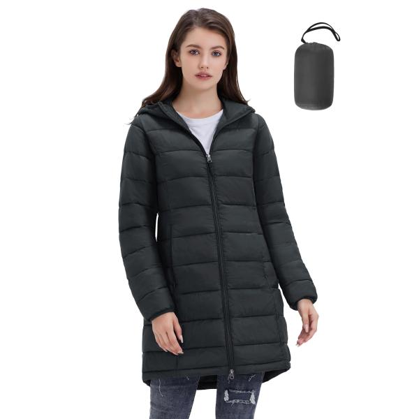 商品名:  ROYAL MATRIX Women's Packable Puffer Jacket with Hood, Plus Size and Regular Lightweight Long Puffer Coat (Black, ...