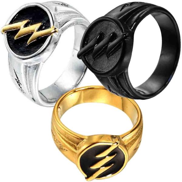 商品名フラッシュリング メンズ ステンレススチール リバース フラッシュ サイン リング アニメ 漫画 リング サンダーボルト リング ジュエリー, 7, ステンレス鋼, フラッシュリング3 Packs The Flash Ring for...