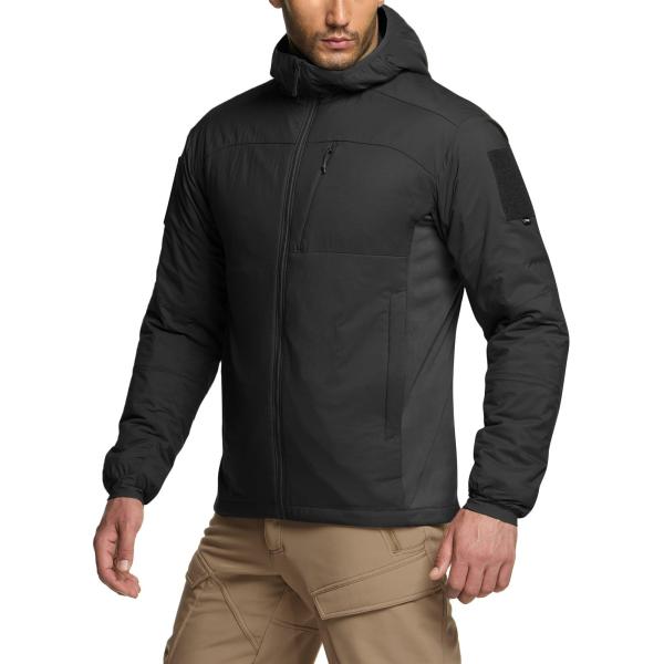商品名:  CQR Men's Insulated Hooded Tactical Jacket, Lightweight Mid-Layer Warm Hoodie, Water Resistant Full Zip Hiking Wor...