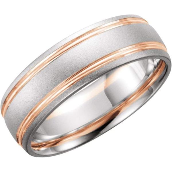 商品名Solid 14k Gold White and Rose 7mm Grooved Wedding Band Ring Comfort Fit Bead Blast - Size 11ブランド：Sonia Jewels商品サイズ：商品...