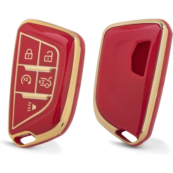 商品名Xotic Tech 2Pcs Red Soft TPU 5-Button Full Protection Smart Remote Control Key Fob Cover Shell Case Holder Compatible...