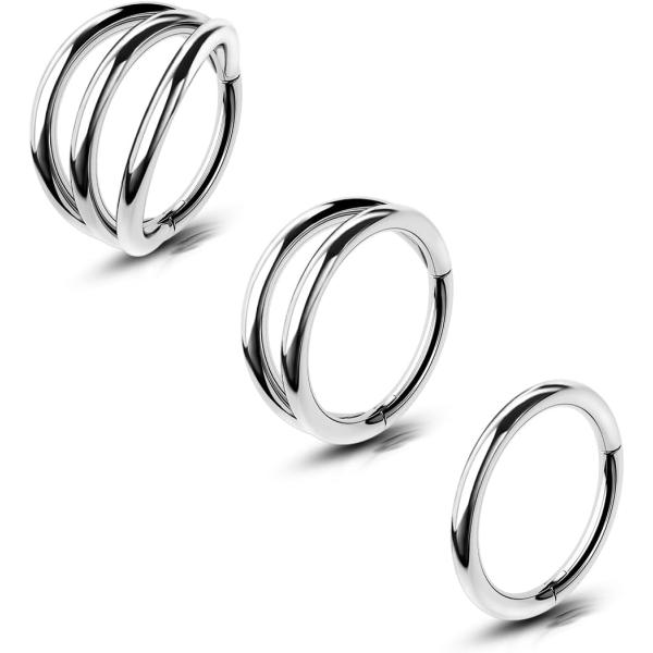 商品名OUFER 3個 へそリング 316L サージカルスチール へそフープ ベリーリングフープ クリッカー ベリーピアス ジュエリー 小さなベリーリング レディース メンズ, 14G 10MM, 金属, 宝石なしOUFER 3PCS Be...