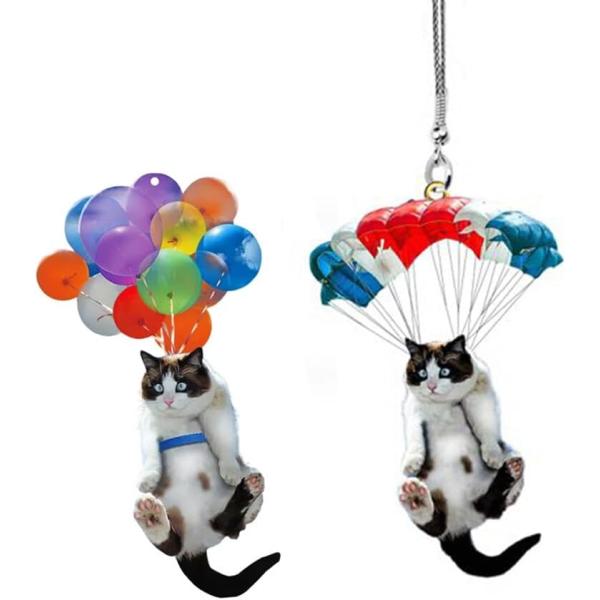 商品名飛ぶ猫ペンダント 2個 車用 かわいいバルーン 猫 車 ミラー 吊り下げオーナメント クリエイティブ ミラー 吊り下げアクセサリー 車/自宅/オフィス用装飾2Pcs Flying Cat Pendant for Car, Cute B...