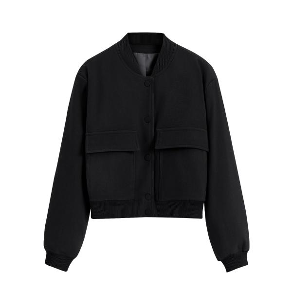 商品名:  AUTOMET Bomber Jacket Women Cropped Casual Button Up Solid Color Varsity Shacket Jackets 2023 Fall Fashion Outfits...