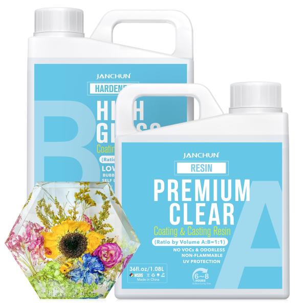 商品名:  72oz Premium Clear Epoxy Resin Kit High Gloss Casting and Coating Bubbles Free Art Resin for River Table Tops, Jew...