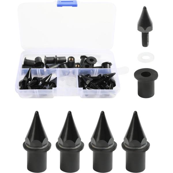 商品名YAKEFLY ウィンドスクリーンボルト アルミアルマイトスパイク オートバイフェアリングボルト オートバイスパイク フロントガラスボルトナットキット ウィンドスクリーンスパイクボルト (ブラック)YAKEFLY Wind Scree...