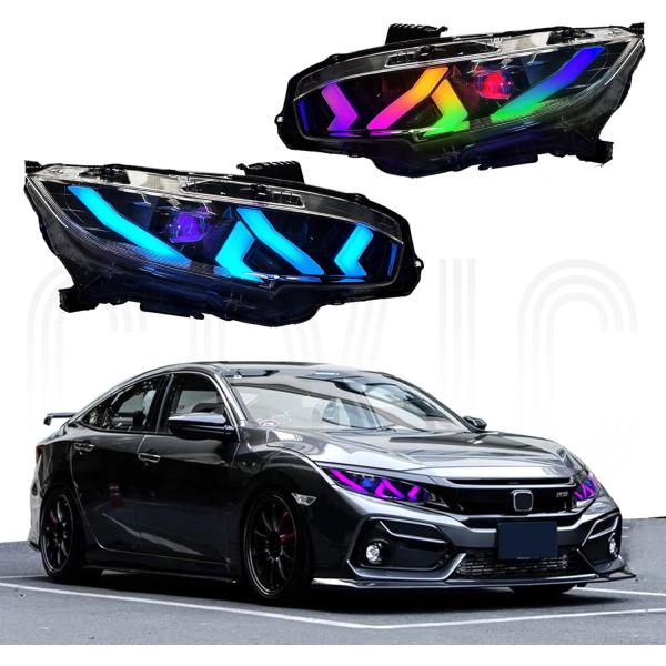 商品名TT-ABC RGB ヘッドライト ホンダ シビック 2016-2021 カラーコントロール (RGBヘッドライト)TT-ABC Ultimate Mods Headlight for Honda Civic 2016-2021 RG...
