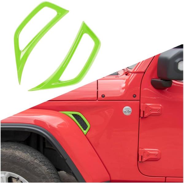 商品名自動車外装アクセサリー ホイールアイブロウ AC ベントカバー 車の装飾 2個 2018-2022 Jeep Wrangler JLU JL サハラ スポーツ グラディエーター JT クールカーモッズアクセサリー (グリーン)2PCS...