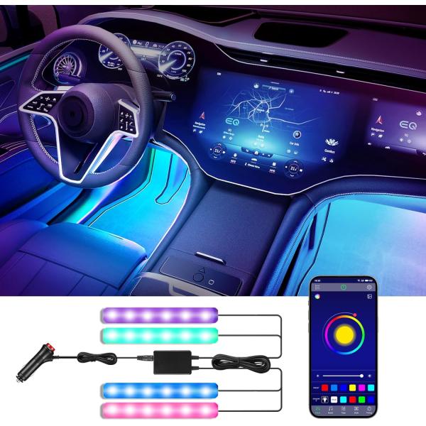 商品名SCRWVESS Car LED Lights Interior Smart with App Control, RGB Interior Car Lights with Music Mode and DIY Mode, 2 Line...
