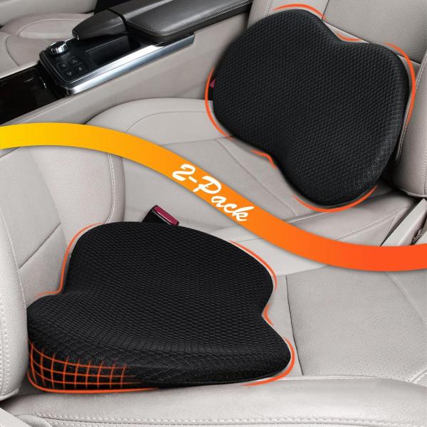 商品名Lofty Aim カーシートクッション 2個パック 運転席クッション - ウェッジメモリーフォームカークッション お尻/坐骨神経痛の痛み緩和用 - 車、トラック、オフィス用運転枕 - ブラックLofty Aim Car Seat C...