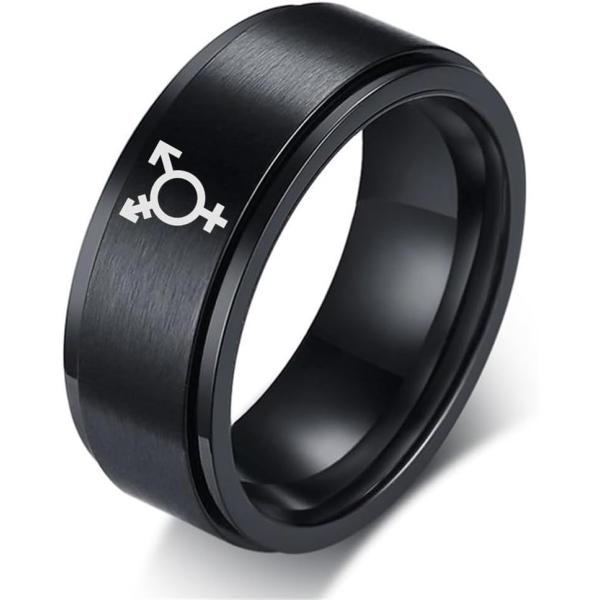 商品名ForeverWill Stainless Steel Transgender Symbol Spinner Ring Male And Female Gender Identity Rotating Finger Ring Tran...